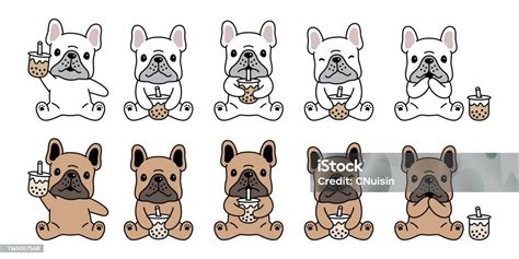 개 벡터 프렌치 불독 아이콘 보바 차 거품 우유 차 만화 캐릭터 기호 일러스트 낙서 디자인 강아지 뼈다귀에 대한 스톡 벡터 아트 및 기타 이미지 강아지 뼈다귀 강아지