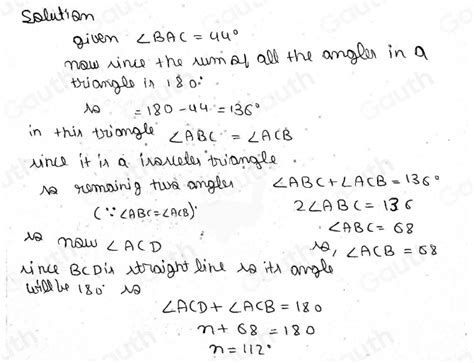 Solved 5 The Diagram Shows The Isosceles Triangle Abc In Which Ab Ac Bcd Is A Straight Line W