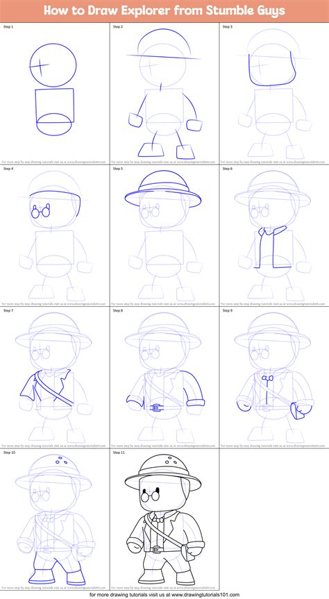 How To Draw Explorer From Stumble Guys Stumble Guys Step By Step