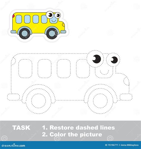 Bus To Be Traced Vector Trace Game Stock Vector Illustration Of