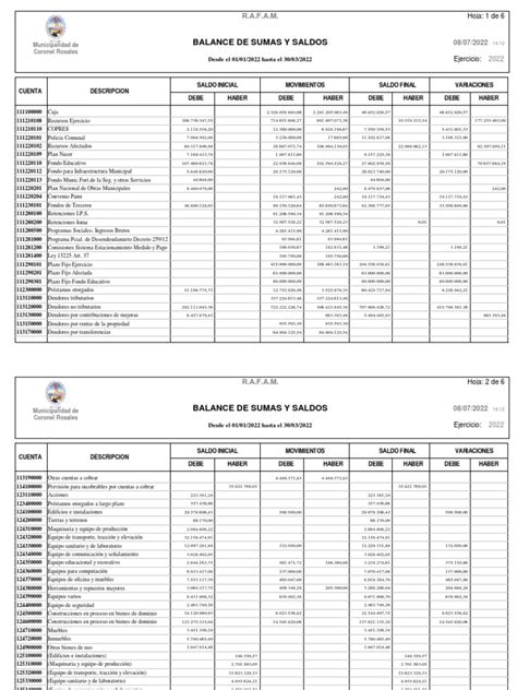Balance De Sumas Y Saldos Enero Marzo 2022 Pdf Economias