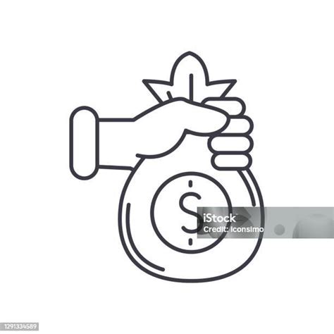 흰색 배경에 편집 가능한 스트로크가 있는 아이콘 선형 격리 일러스트레이션 씬 선 벡터 웹 디자인 기호 개요 개념 기호를 투자합니다 가방에 대한 스톡 벡터 아트 및 기타