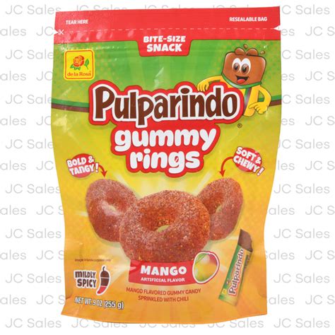 De La Rosa Pulparindo Gummy Rings Mango 9 Oz Jc Sales