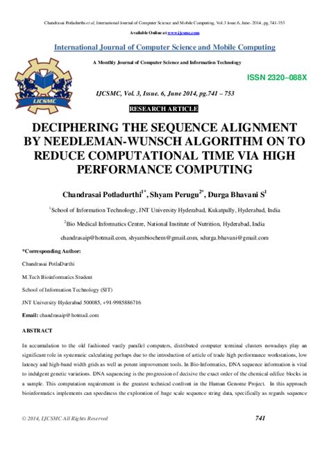 Pdf Deciphering The Sequence Alignment By Needleman Wunsch Algorithm On To Reduce