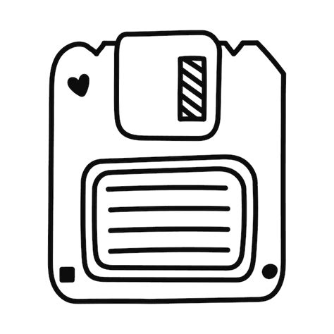 Premium Vector Cute Doodle Floppy Disk For Information Storage From 90s 00s Retro Diskette For
