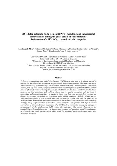 pdf 3d cellular automata finite element cafe modelling and