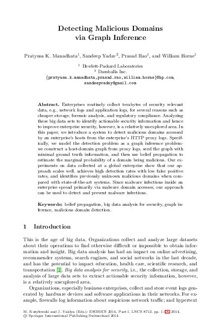 Pdf Detecting Malicious Domains Via Graph Inference