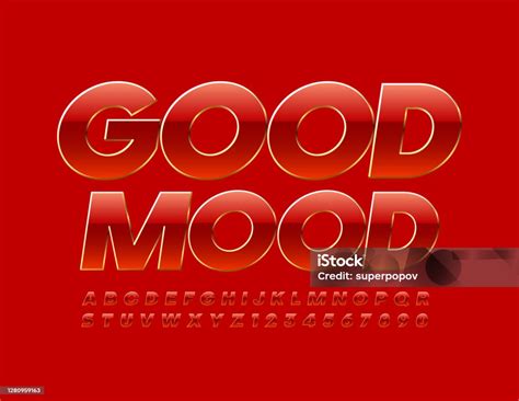 벡터 밝은 카드 좋은 분위기 빨간색과 골드 현대 알파벳 문자 및 숫자 세트 공휴일에 대한 스톡 벡터 아트 및 기타 이미지 공휴일 그래픽 프린트 금 금속 Istock