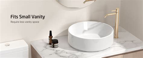 Kes Round Vessel Sink Bowl Sinks For Bathrooms 16 Inch Sink Bowl Above