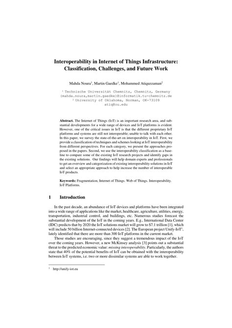 Pdf Interoperability In Internet Of Things Infrastructure