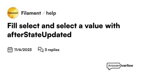 Fill Select And Select A Value With Afterstateupdated Filament