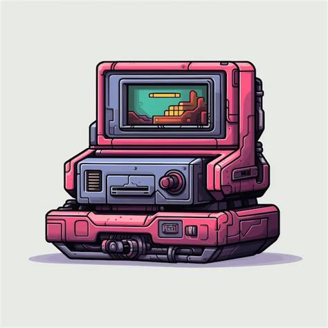 Premium AI Image Vibrant Pink Old Era Computer In Retro 2d Game Art Style