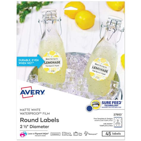 Avery® Durable Waterproof Round Labels With Sure Feed Technology 25