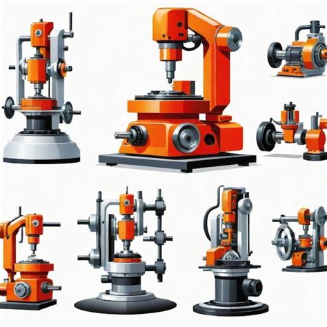 Machinery Cartoon Vector Set White Background Isolated Premium Ai Generated Vector