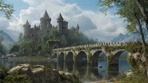 Premium Photo Old Medieval Castle Bridge Landscape Fortress