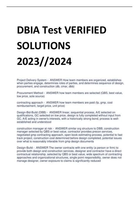 Dbia Test Verified Solutions 2023 2024 Dbia Stuvia Us