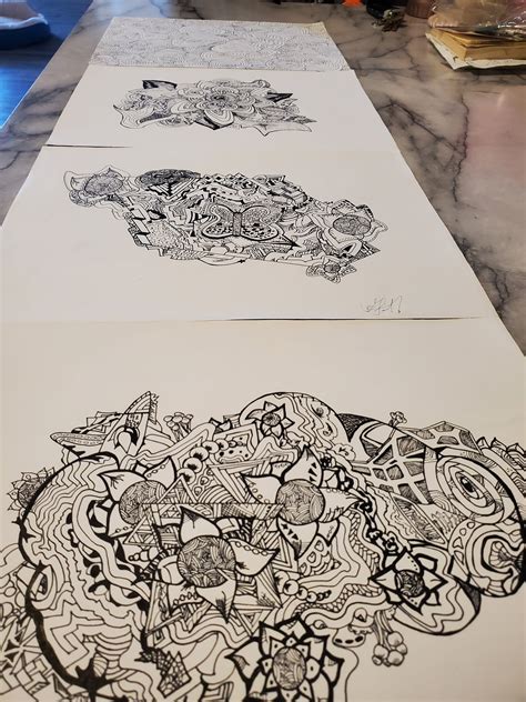 85x11 Print Pen And Ink Drawing Abstract Art Color In Art Etsy