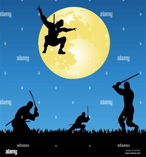 Vector Illustration Some Ninjas Stock Vector Image And Art Alamy