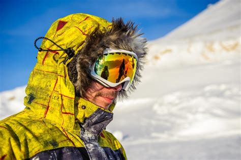 Premium Photo Young Man In Ski Goggles Outdoors