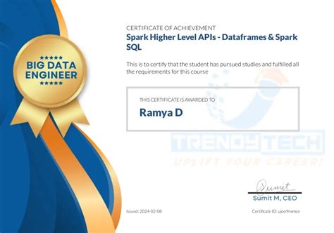 Ramya D On Linkedin Dataframe Sparksql Bigdatajobs