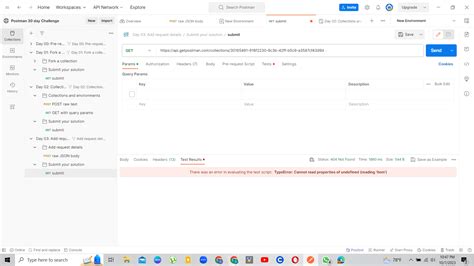 Day 3 There Was An Error In Evaluating The Test Script Help Hub Postman Community