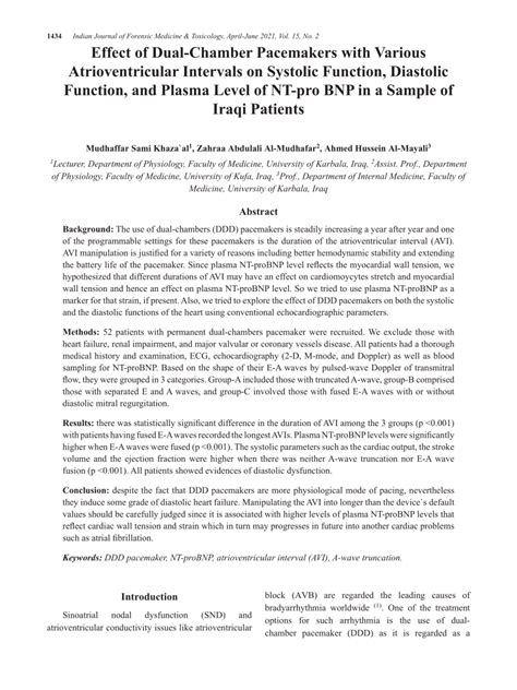 Pdf Effect Of Dual Chamber Pacemakers With Various Atrioventricular Intervals On Systolic