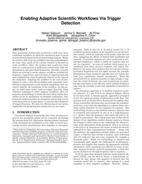 Pdf Enabling Adaptive Scientific Workflows Via Trigger Detection