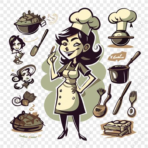 여자 요리사 벡터만화상표클립 아트 Png 일러스트 무료 다운로드 Lovepik