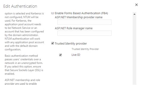 SharePoint Served Windows Live ID As An Authentication Provider For SharePoint On Premise