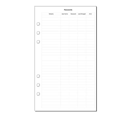 A5 Password Tracker Filofax A5 Planner Inserts Carpe Diem A5 Inserts