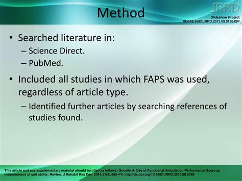 Ppt Use Of Functional Ambulation Performance Score As Measurement Of