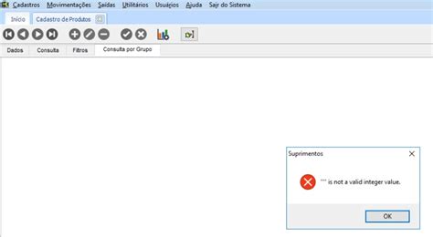 Tms Cadastro De Produtos Is Not A Valid Integer Value Senior
