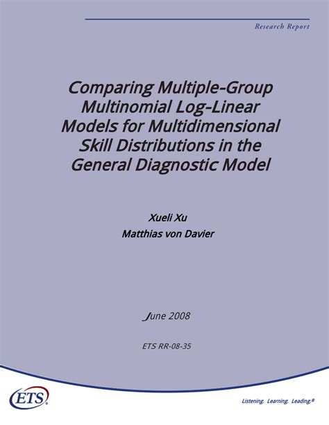 Pdf Comparing Multiple Group Multinomial Loglinear Models For Multidimensional Skill