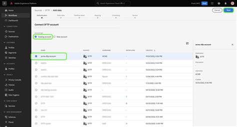 Créer Une Connexion Source Sftp Dans Linterface Utilisateur Adobe