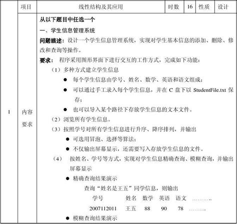 《数据结构课程设计》实验大纲word文档在线阅读与下载无忧文档