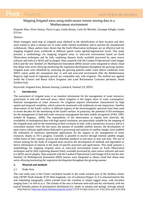 Pdf Mapping Irrigated Areas Using Multi Sensor Remote Sensing Data In