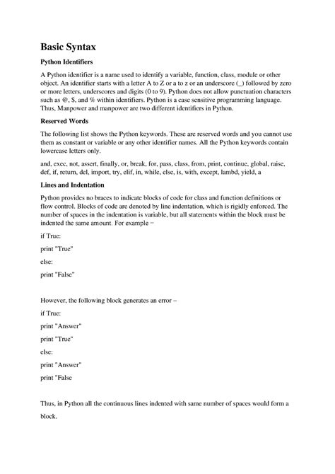 Basic Syntax Basic Syntax Python Identifiers A Python Identifier Is A Name Used To Identify A