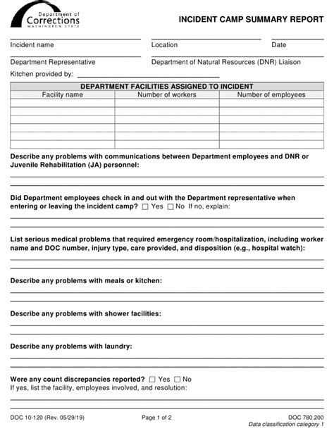 Printable Property Incident Report Form Template Sample