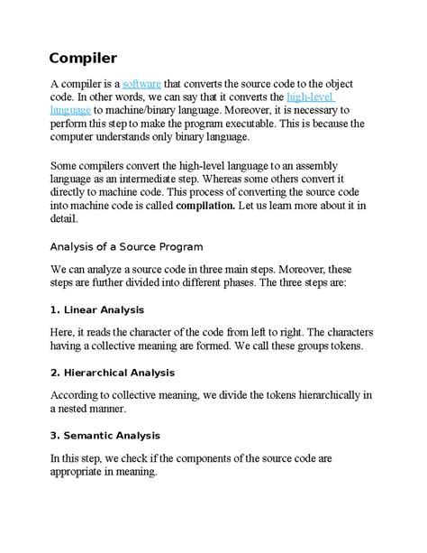 Compiler Complier Design Paper Book Compiler A Compiler Is A Software That Converts The