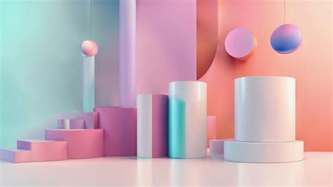 Premium Ai Image 3d Render Abstract Background Primitive Geometric Shapes Pastel Colors