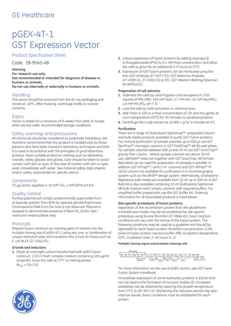 Pgex 4t 1 Gst Expression Vector