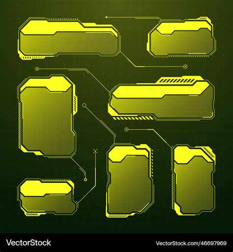 Yellow Futuristic Hud Ui Elements Sci Fi User Vector Image