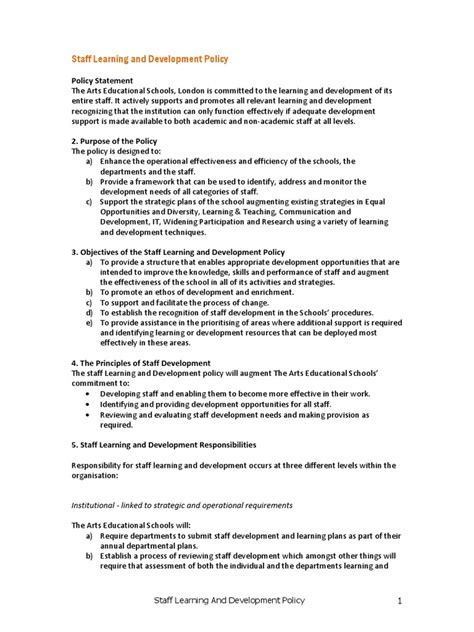 Staff Learning And Development Policy Performance Appraisal