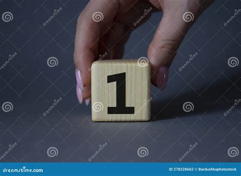 Number One Symbol Number 1 On Wooden Cubes Businessman Hand