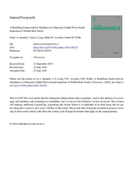 pdf a modelling framework for simulation of ultrasonic guided wave