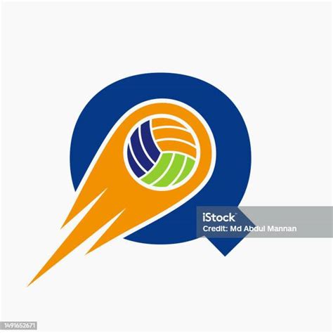 움직이는 배구 공 아이콘이 있는 편지 Q 배구 개념 배구 스포츠 유형 템플릿 건강한 생활방식에 대한 스톡 벡터 아트 및 기타 이미지 건강한 생활방식 경기 스포츠 경쟁