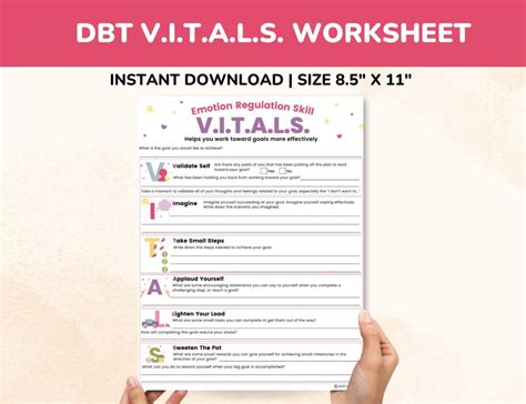 Dbt Vitals Worksheet Fillable Pdf Emotion Regulation Skills Dialectical