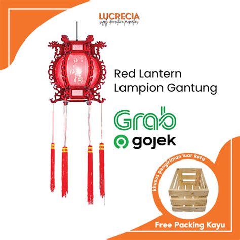 Promo LUCRECIA Lampu Gantung Kayu Lampion China Tipe Red Lantern Kota