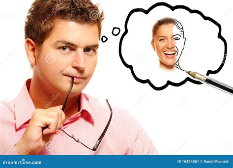 Hombre Joven Que Se Imagina A Su Mujer Perfecta Imagen De Archivo Imagen De Pintura Hombre