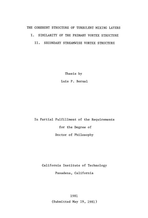 Pdf The Coherent Structure Of Turbulent Mixing Layers I Similarity Of The Primary Vortex